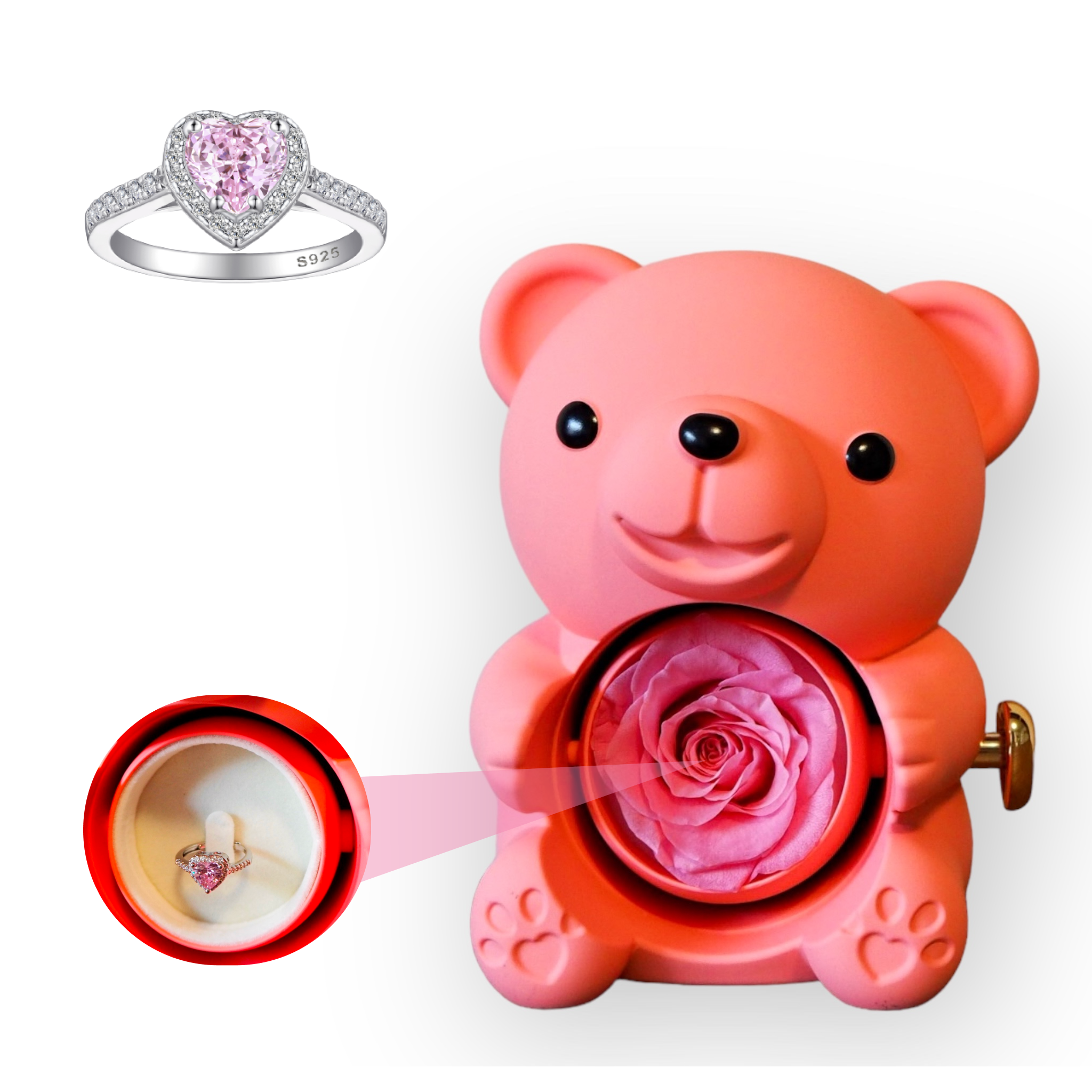 Pink Eternal Rose Bear W/ Promise Ring – Lovetique